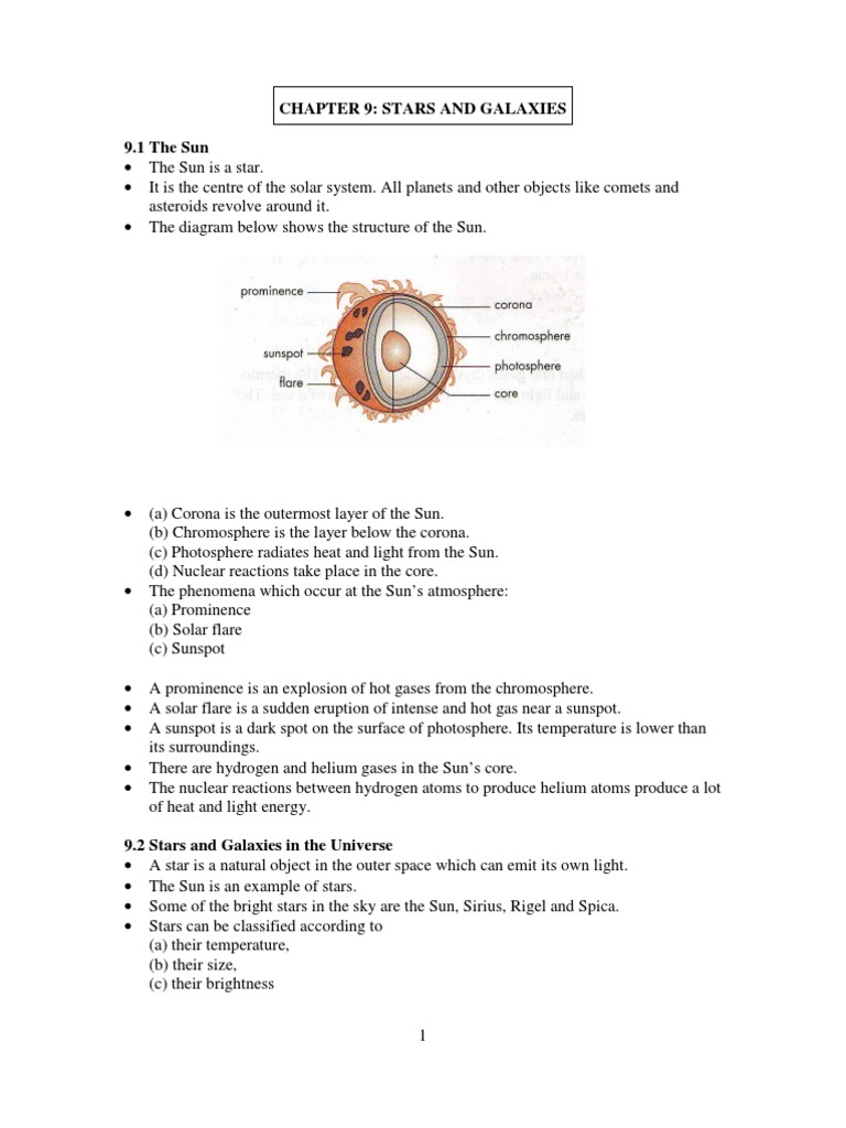 Science Form 3 Chapter 9 - Stars and Galaxies PDF | PDF | Sun | Stars