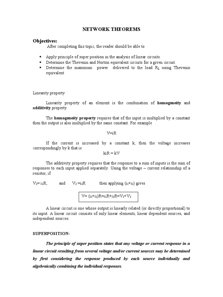 Network Theorems | PDF | Electrical Network | Linearity