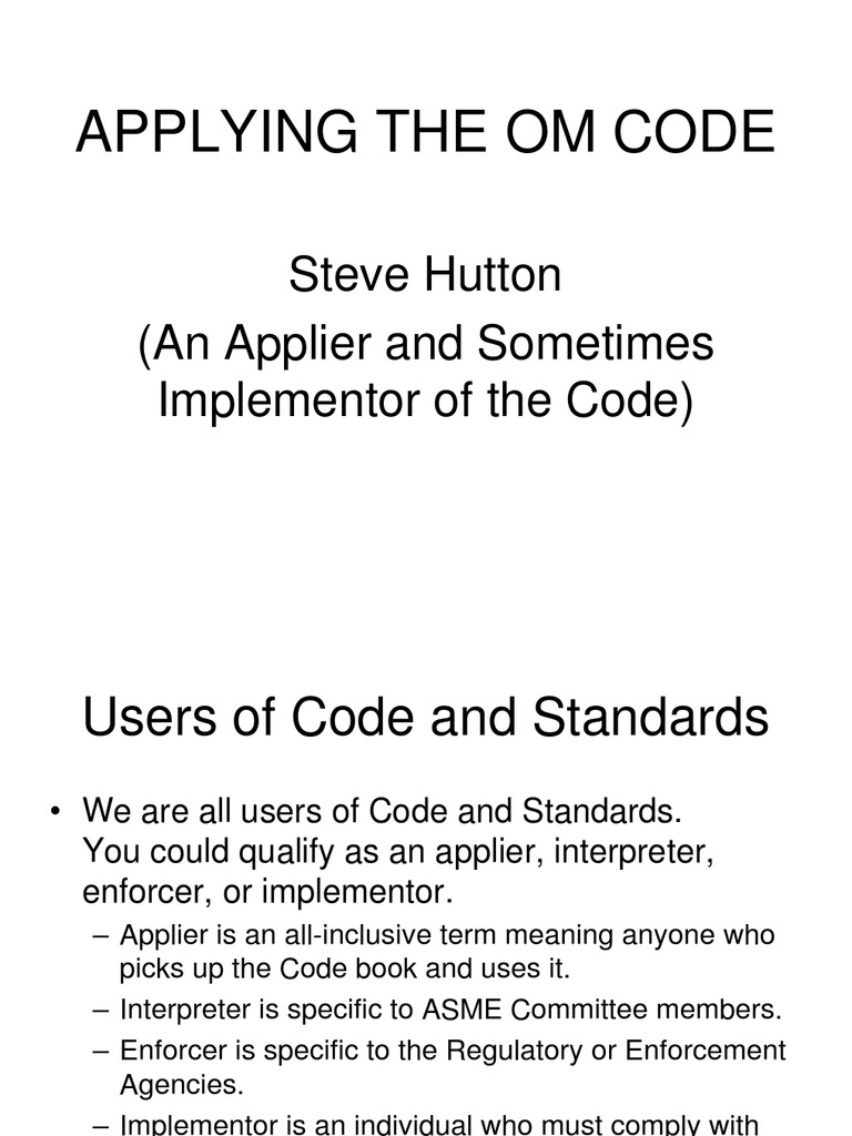 Applying The ASME OM Code | PDF | Nuclear Regulatory Commission | Pump