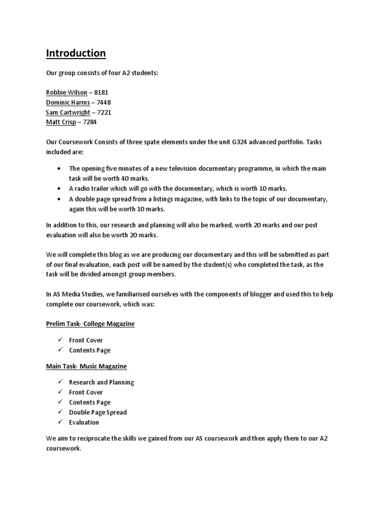 A2 Media Studies Documentary Project Overview | PDF