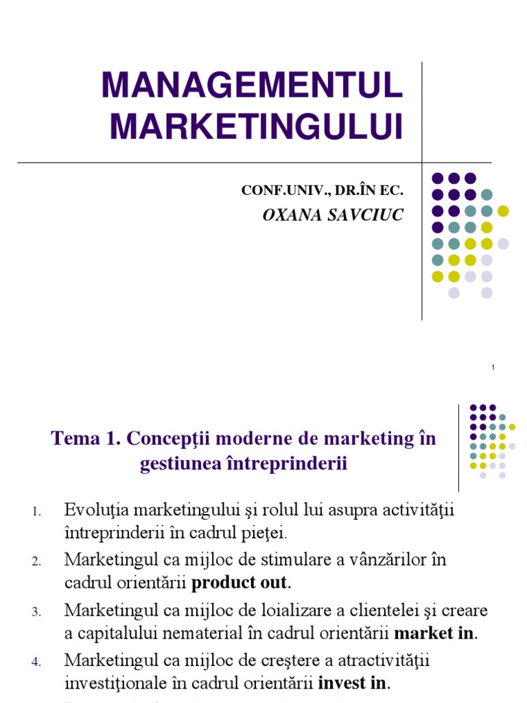 Managementul Marketingului | PDF