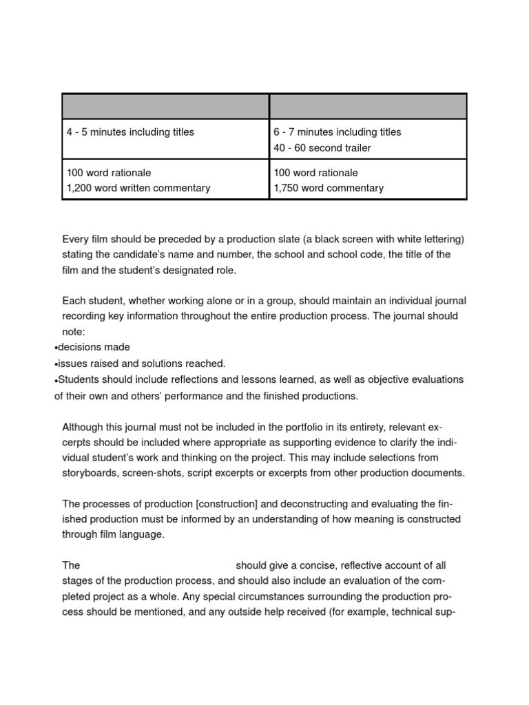 Film Student Production Guide | PDF