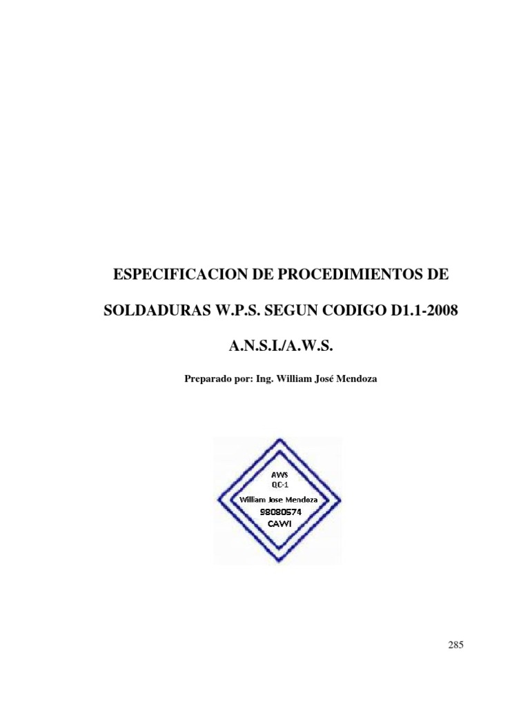 Procedimiento de Soldadura WPS PDF | PDF | Soldadura | Construcción