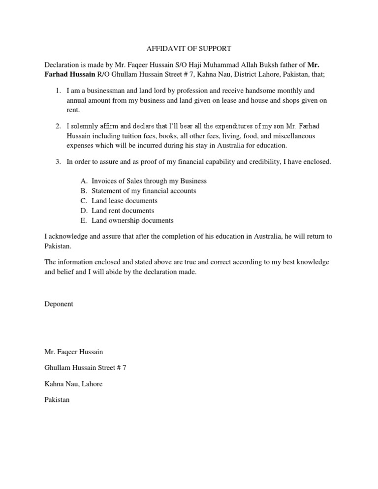 Affidavit of Support | PDF