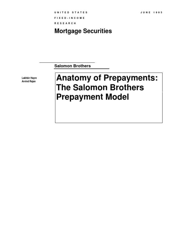 Salom Brothers Prepayment Model | PDF | Refinancing | Prepayment Of Loan