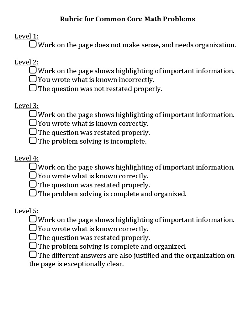 Common Core Math Rubric Guide | PDF