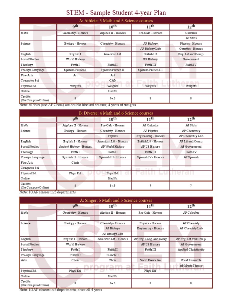STEM 4-Year Plan for Students | PDF