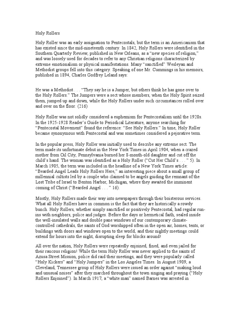 Holy Rollers | PDF | Pentecostalism | Methodism