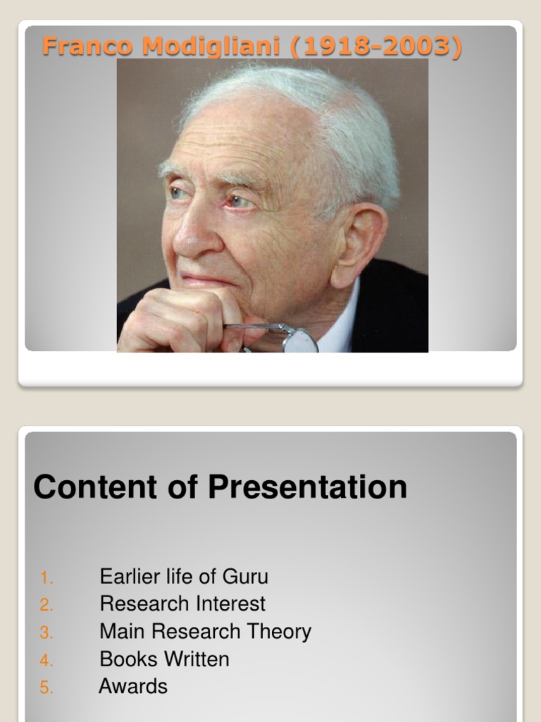 Franco Modigliani | Business Economics | Financial Economics