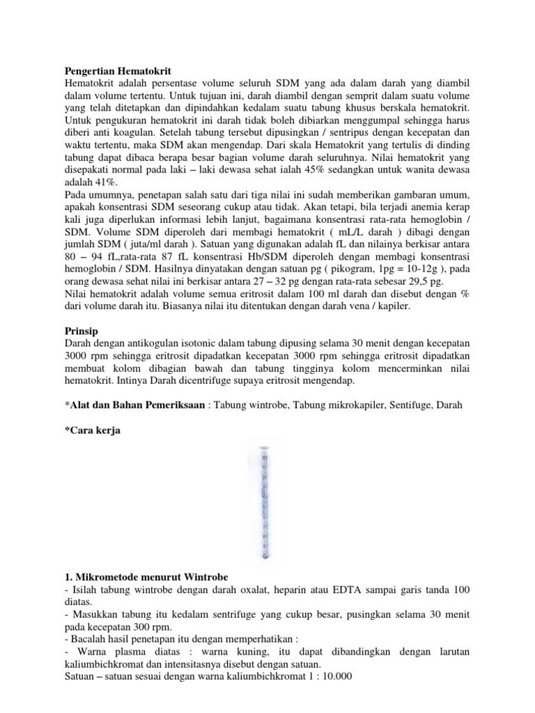 Pengertian Hematokrit | PDF