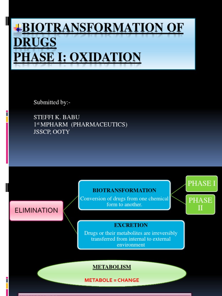 PHASE I BIOTRANSFORMATION: OXIDATION REACTIONS | PDF | Drug Metabolism ...