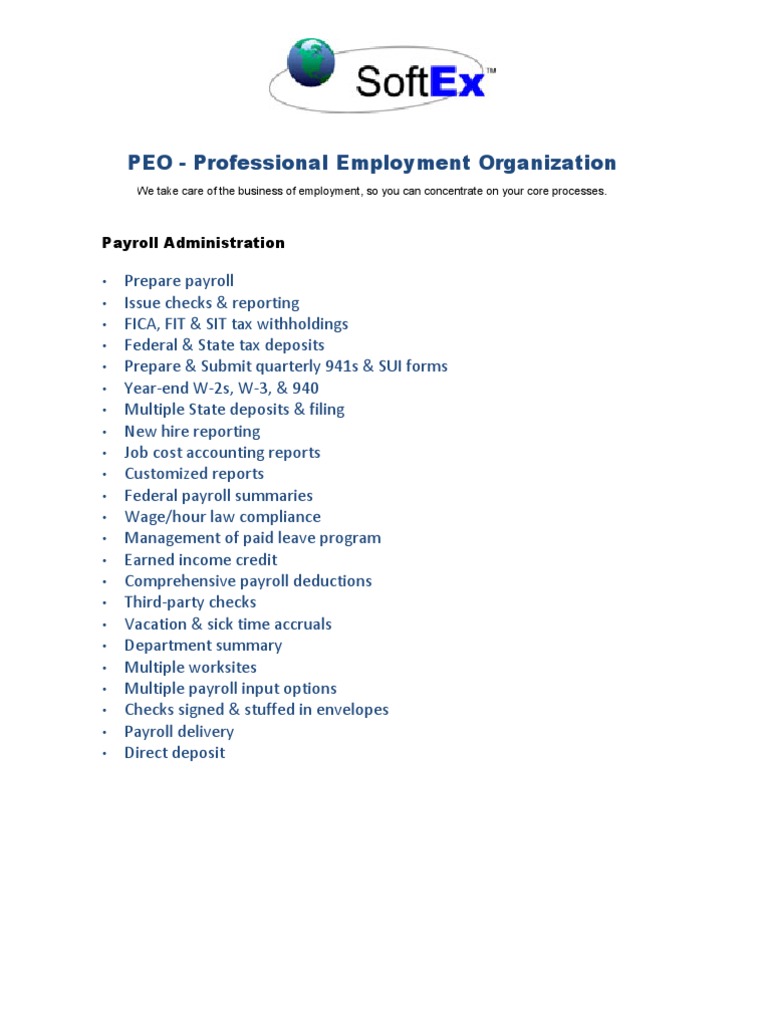 Comprehensive PEO Services Overview | PDF | Payroll | Employment