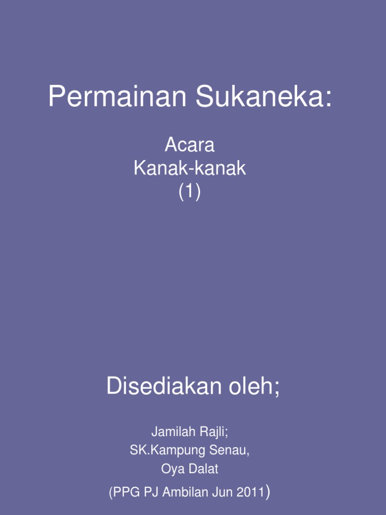 Permainan Sukaneka Acara Kanak-Kanak 1 | PDF