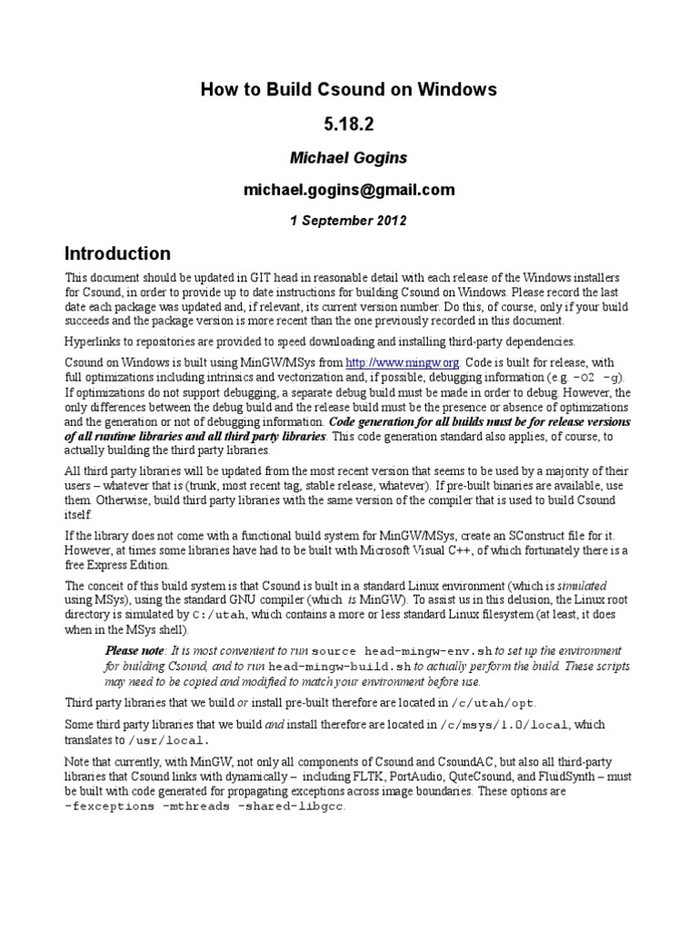 How To Build Csound On Windows | PDF | Application Software | Software