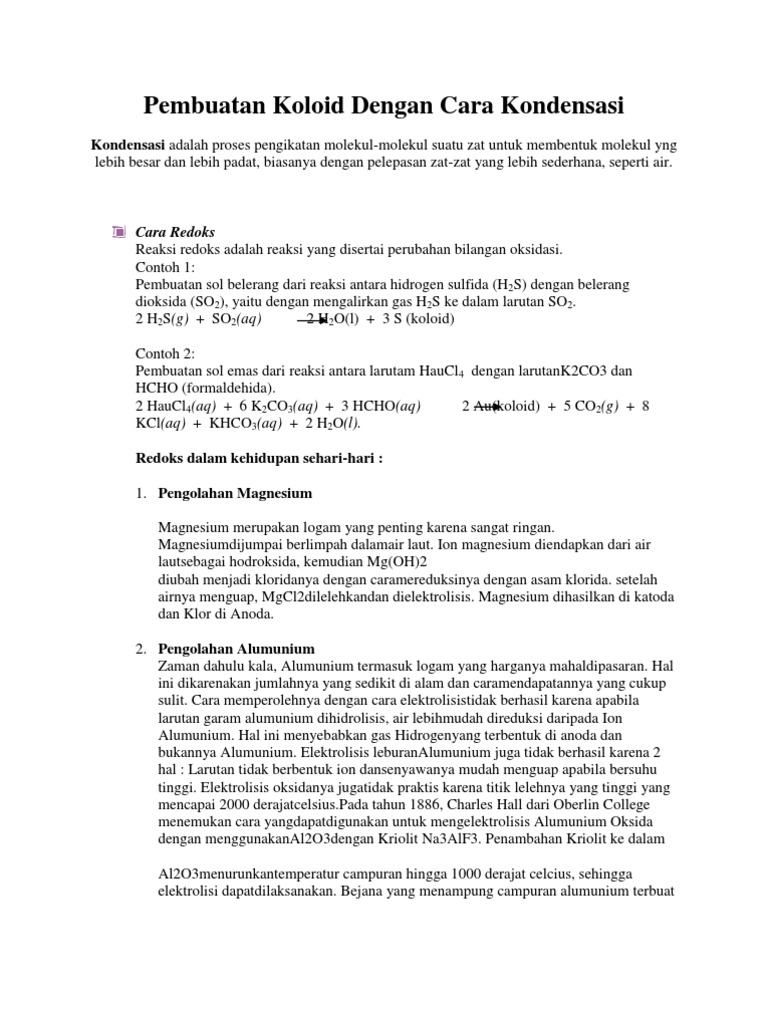 Pembuatan Koloid Dengan Cara Kondensasi | PDF | Sains & Matematika