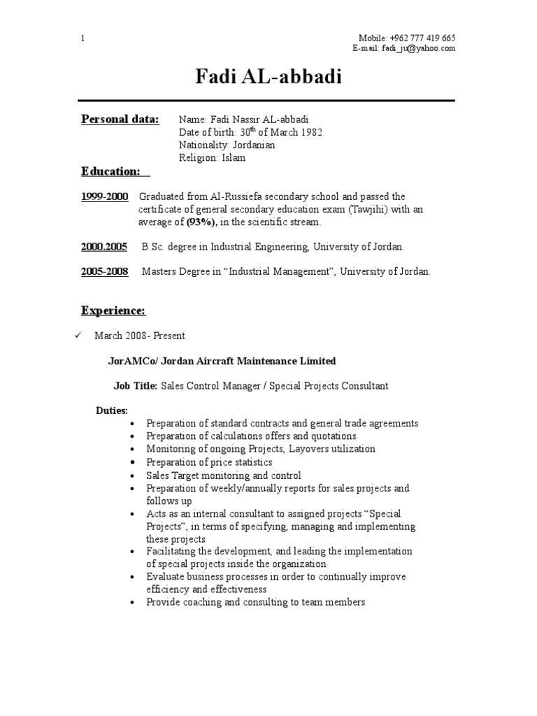 Fadi Abbadi CV | PDF | Business Process | Business Process Management