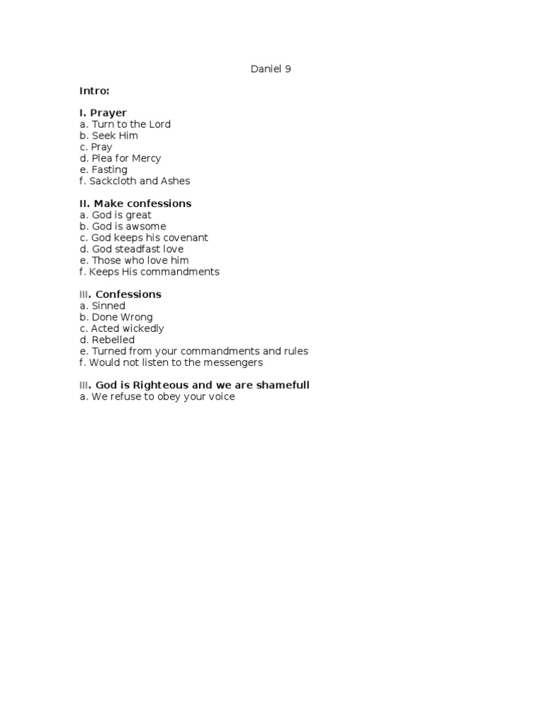 Daniel 9: Prayer and Confession Guide | PDF | Home & Garden | Religion ...