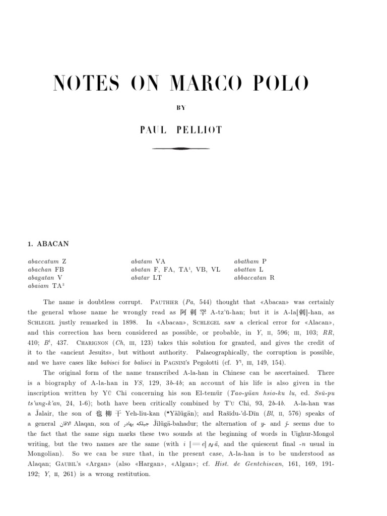 Notes on Marco Polo's Legacy | PDF | Languages