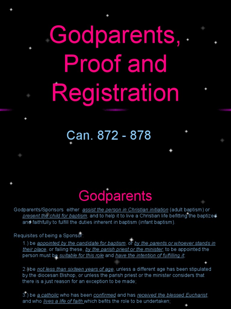 Baptism: Godparents, Proof and Registration | PDF | Baptism | Confirmation