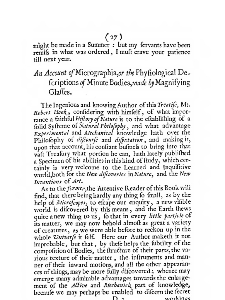 An Account of Micrographia 1753 | PDF | Nature
