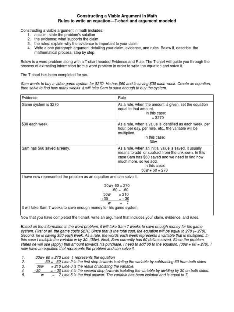 Constructing A Viable Argument in Math2 | PDF | Variable (Mathematics ...