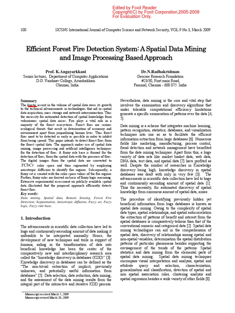 Forest Fire Detection Spatial Analysis Fuzzy Logic