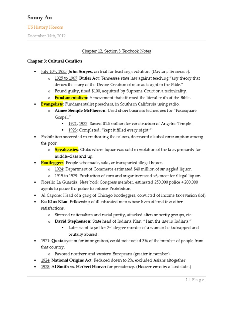 Chapter 12, Section 3 Textbook Notes | PDF