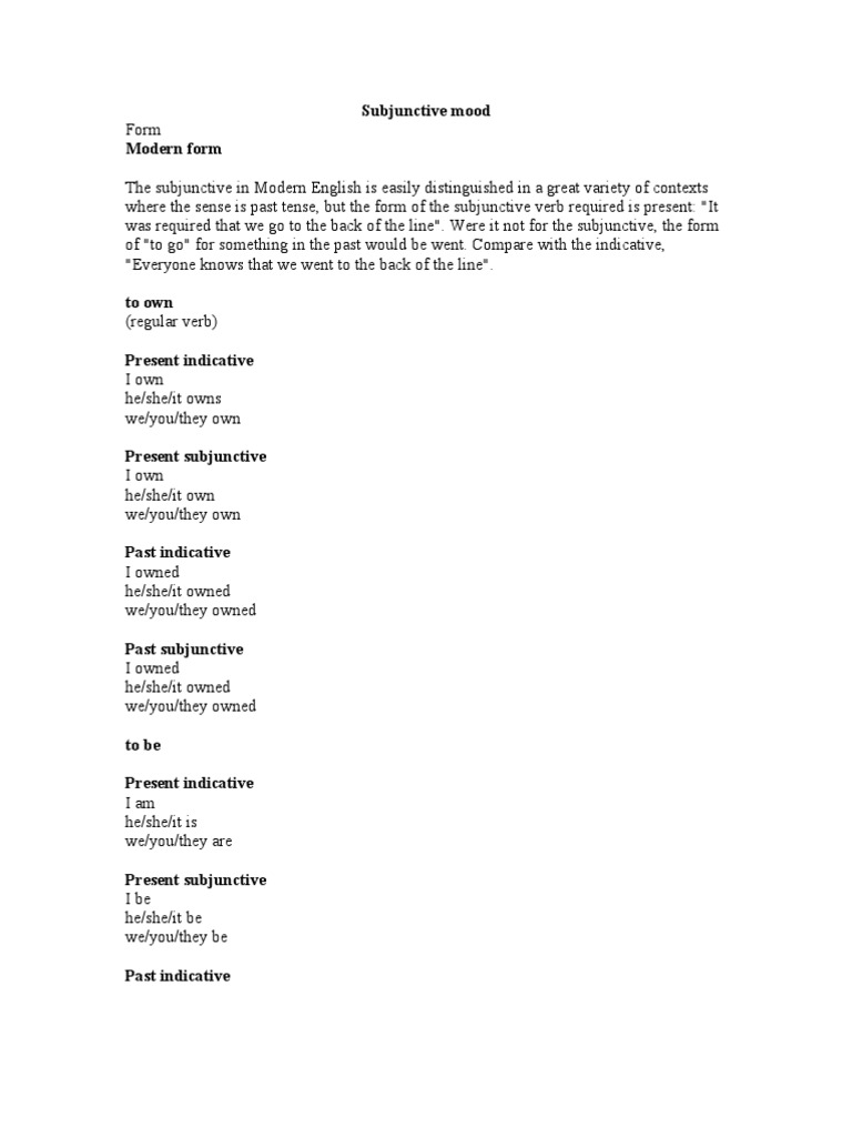 Subjunctive Mood | PDF | Grammatical Tense | Perfect (Grammar)