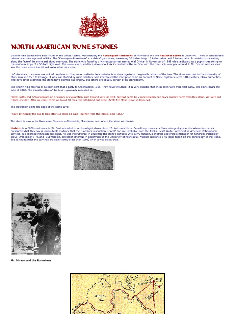 Viking Runestones in America: Heavener & Kensington | PDF | Runes ...