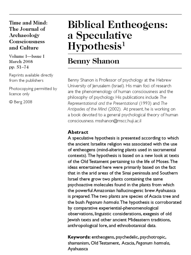 Moses The Shaman | PDF | Ayahuasca | Entheogen