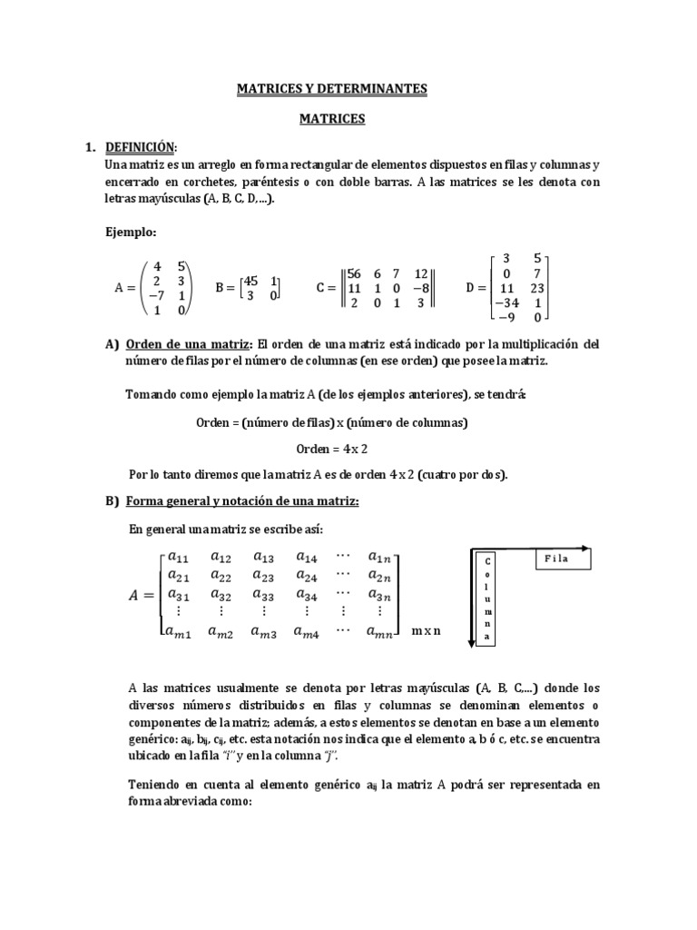 Matrices de Orden 4: Definición y Tipos | PDF | Sistema de ecuaciones ...