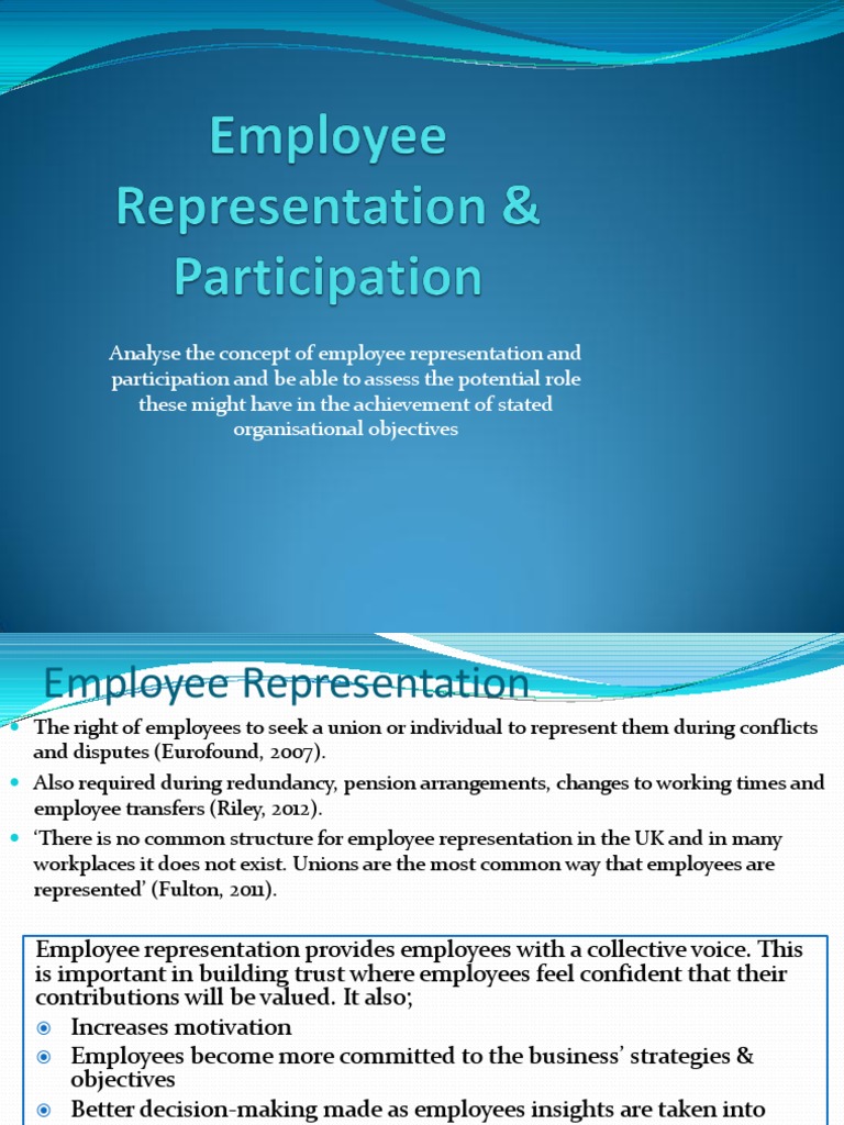Employee Representation & Participation | Employment | Motivation