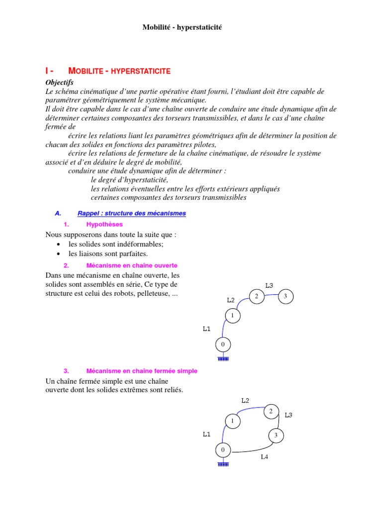 Mobilite Et Hyperstatisme | PDF | Géométrie | Sciences physiques