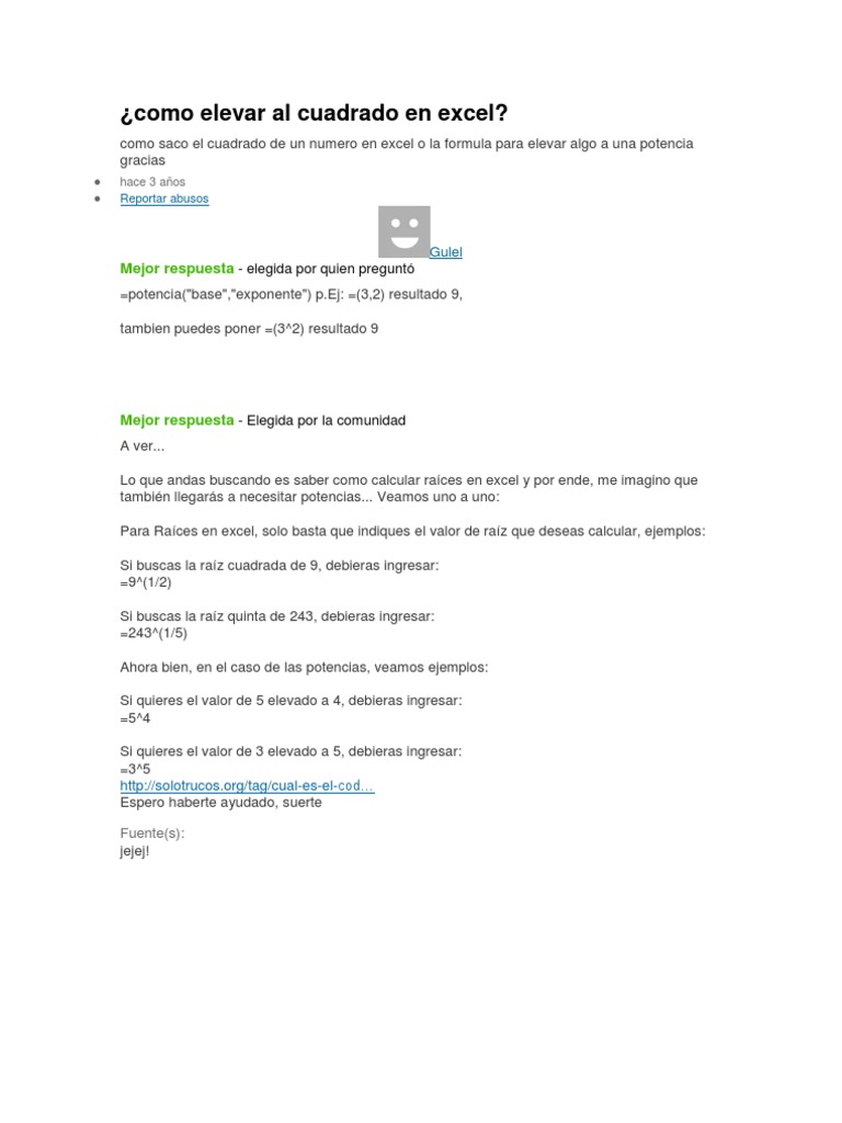 Como Elevar Al Cuadrado en Excel | PDF | Enseñanza de matemática