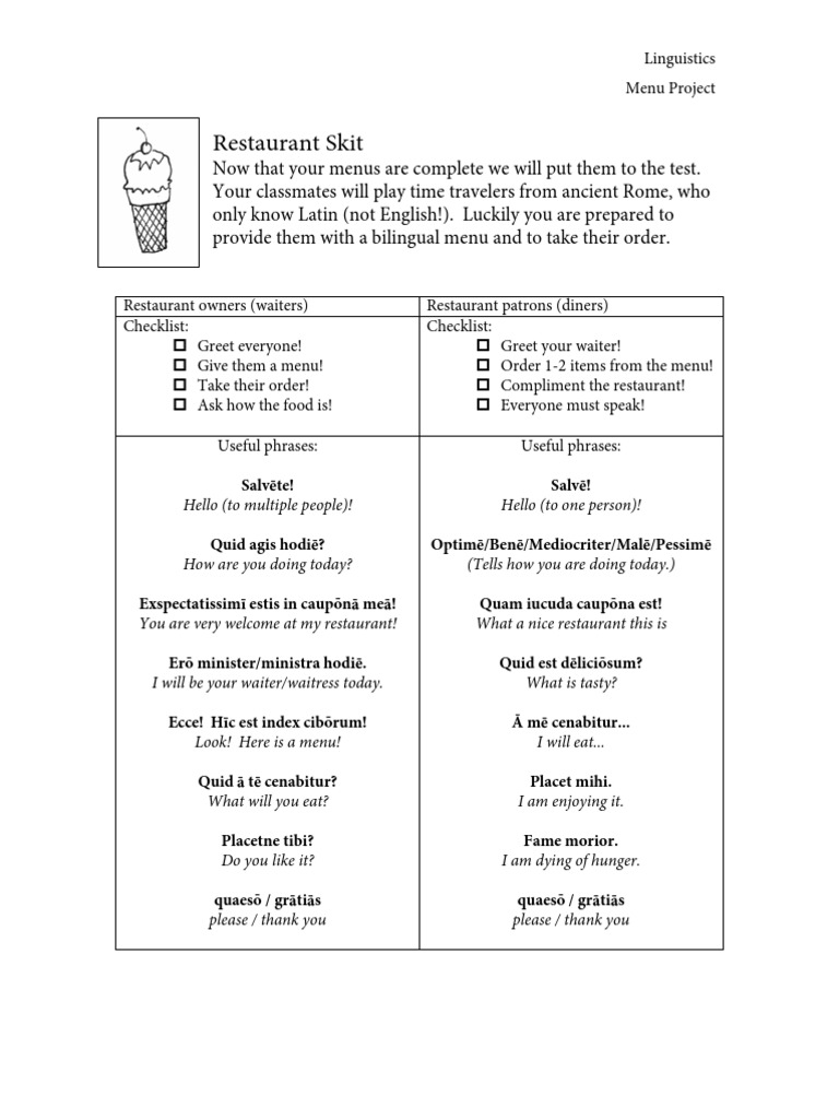 Guidelines For Latin Restaurant Skit | PDF