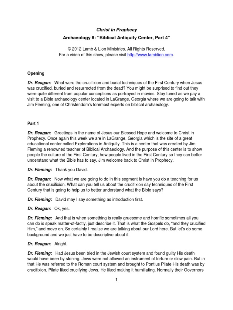 Lamb & Lion Ministries 2012 1216 Transcript - Archaeology8 Biblical ...