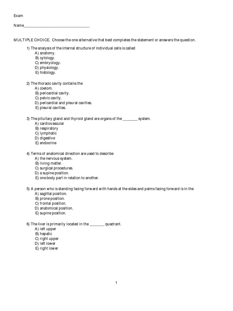 Anatomy & Physiology Exam | PDF | Cell Membrane | Chemical Bond
