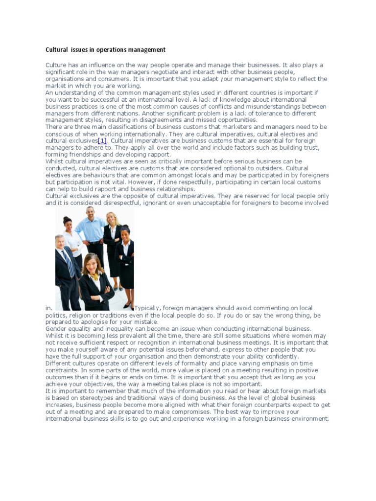 Cultural Issues in Global Management | PDF | International Business ...