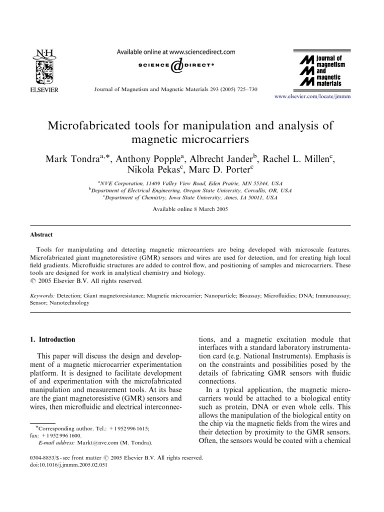 Tondra 2005 Journal of Magnetism and Magnetic Materials | PDF ...