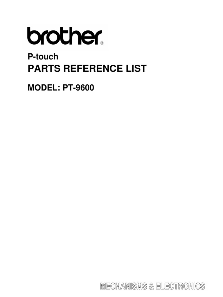Brother PT-9600 Parts Manual | PDF | Printed Circuit Board | Electrical ...