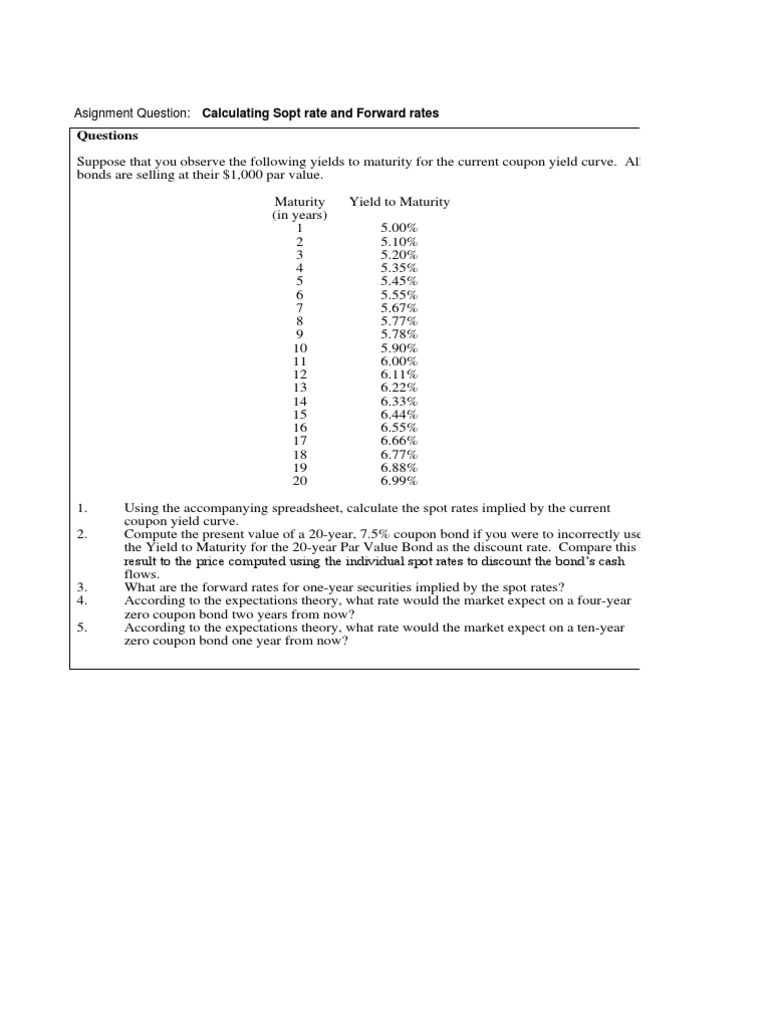 Estimating Spot Rates and FWD Rates (Using Bootstrapping Method) | PDF ...