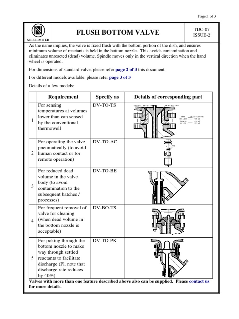 Flush Bottom Valve | PDF | Valve | Actuator