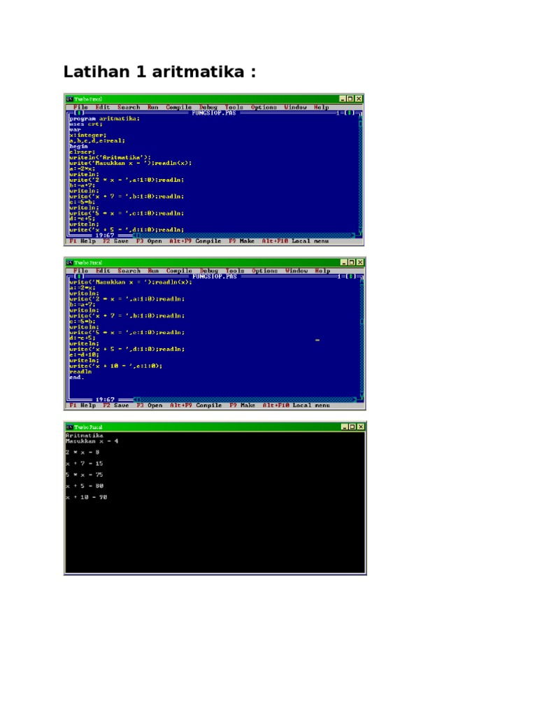 Contoh Latihan 1 Algoritma Dan Pemrograman Dengan Turbo Pascal | PDF