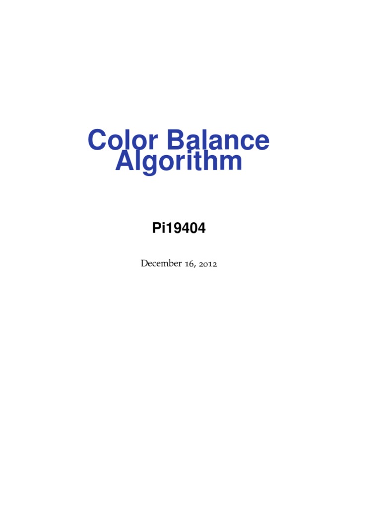 A Simple Color Balance Algorithm | PDF | Contrast (Vision) | Image Editing