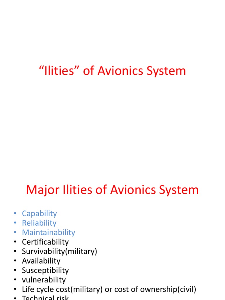 Illities | PDF | Avionics | Reliability Engineering