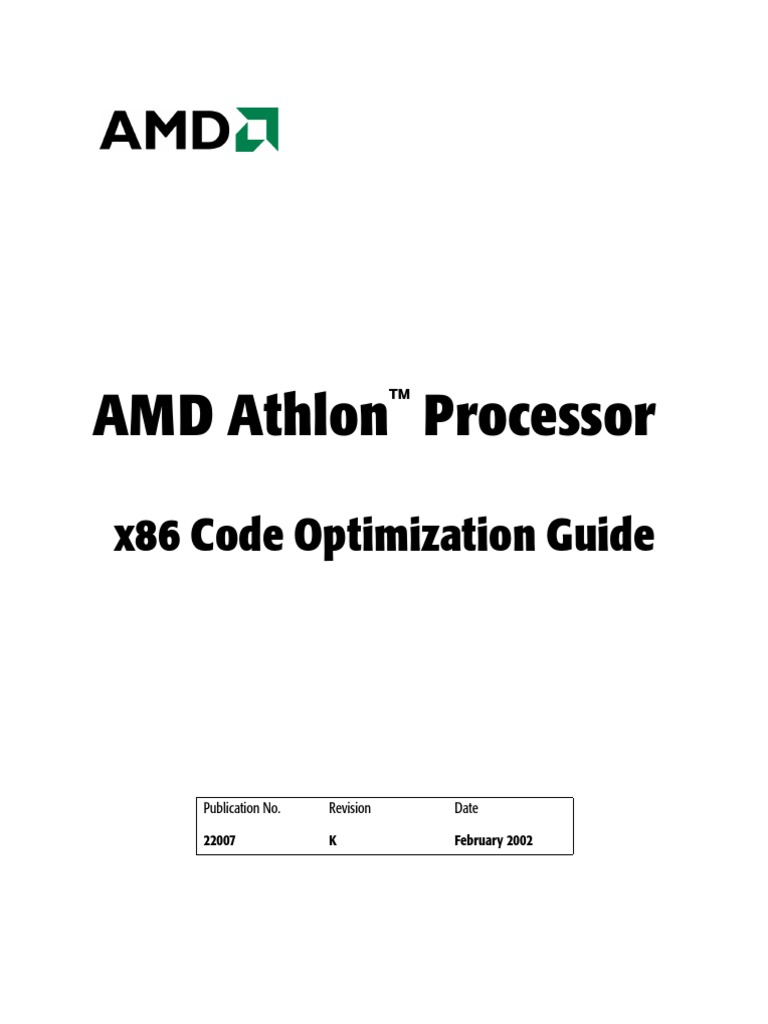 AMD Athlon Processor x86 Code Optimization Guide (Updated 02 | PDF ...