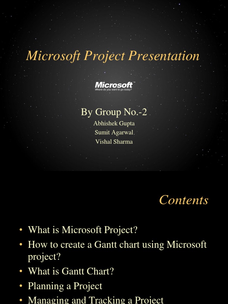 Microsoft Project Presentation: by Group No.-2 | PDF | Software | Computing