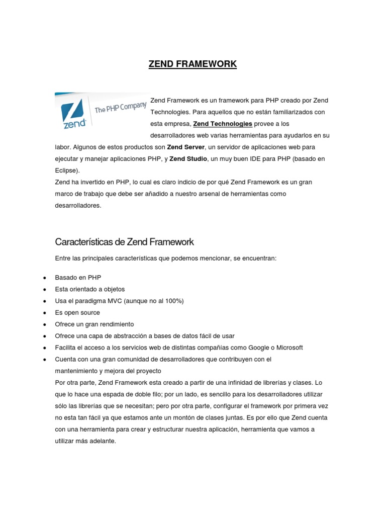 Zend Framework | PDF | Marco de software | Php