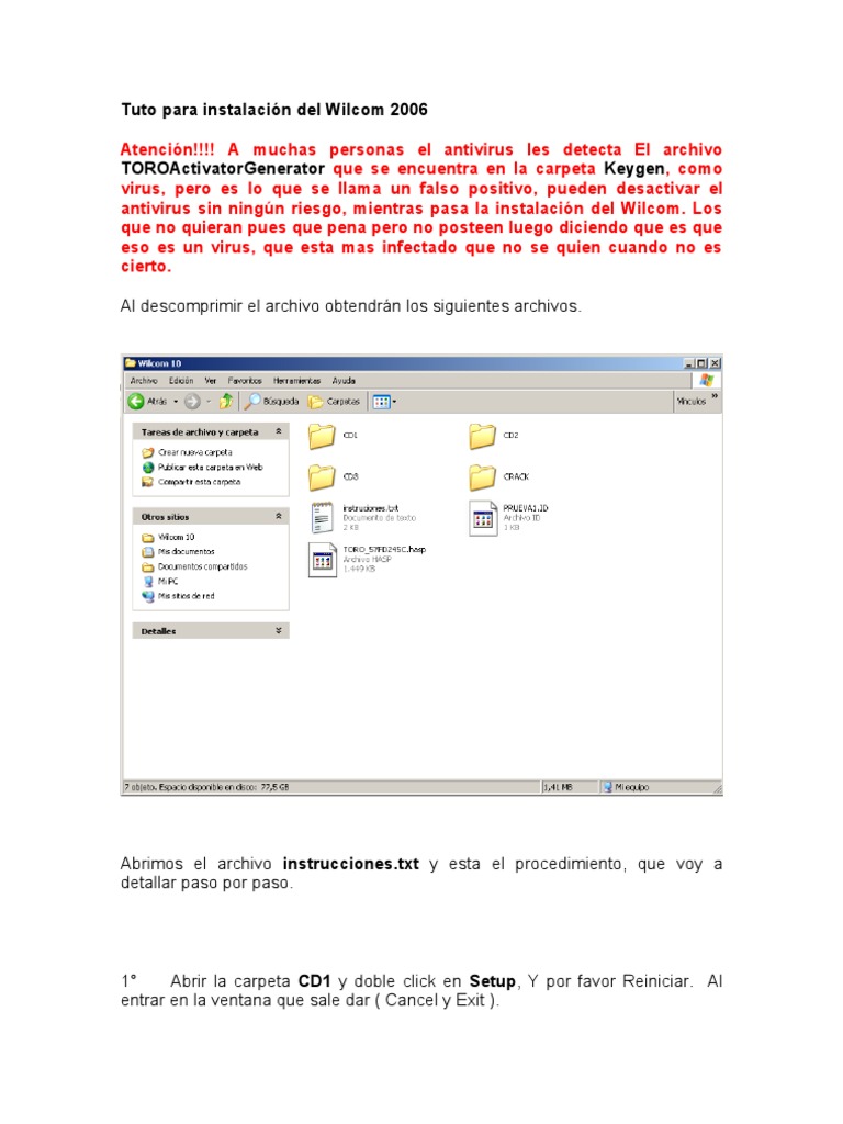 Tuto para Instalacion Del Wilcom 2006 | PDF | Virus de computadora | Archivo de computadora