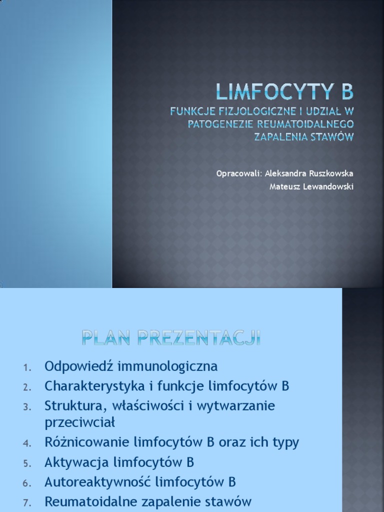 Limfocyty B - Funkcje Fizjologiczne I Udział W Patogenezie ...
